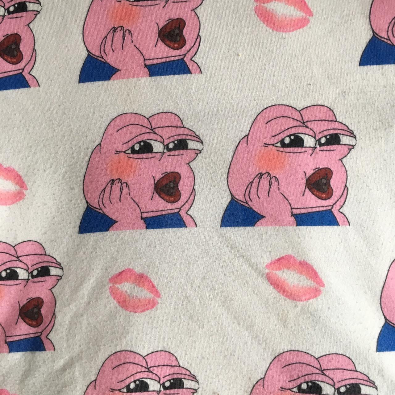 Happy Monday pink kissing pepe the frog meme long... - Depop