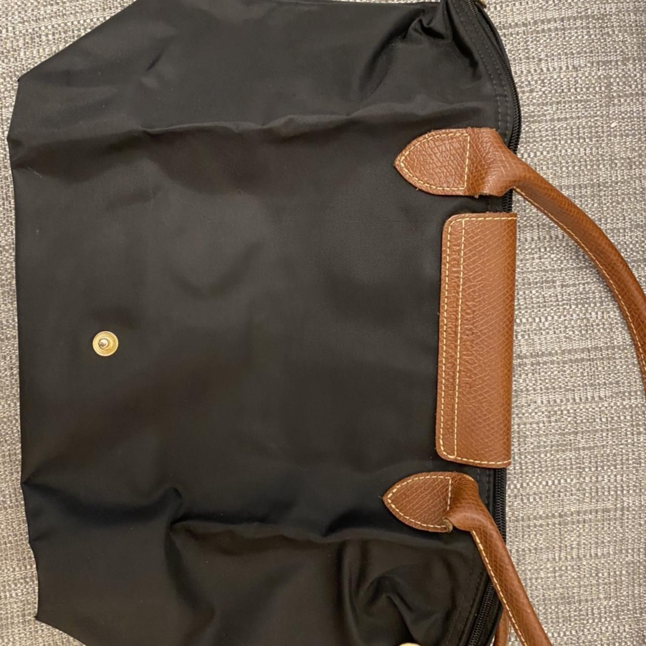 Small authentic black longchamp bag large handle... - Depop