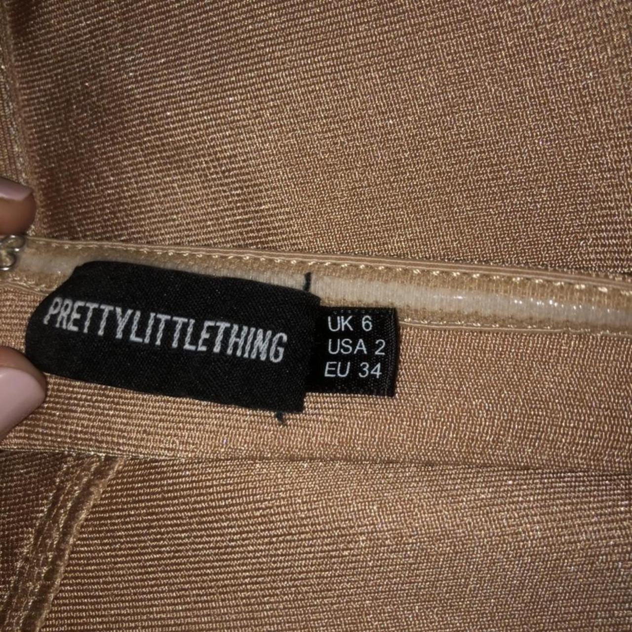 Pretty Little Thing nude strapless bandage dress/... - Depop