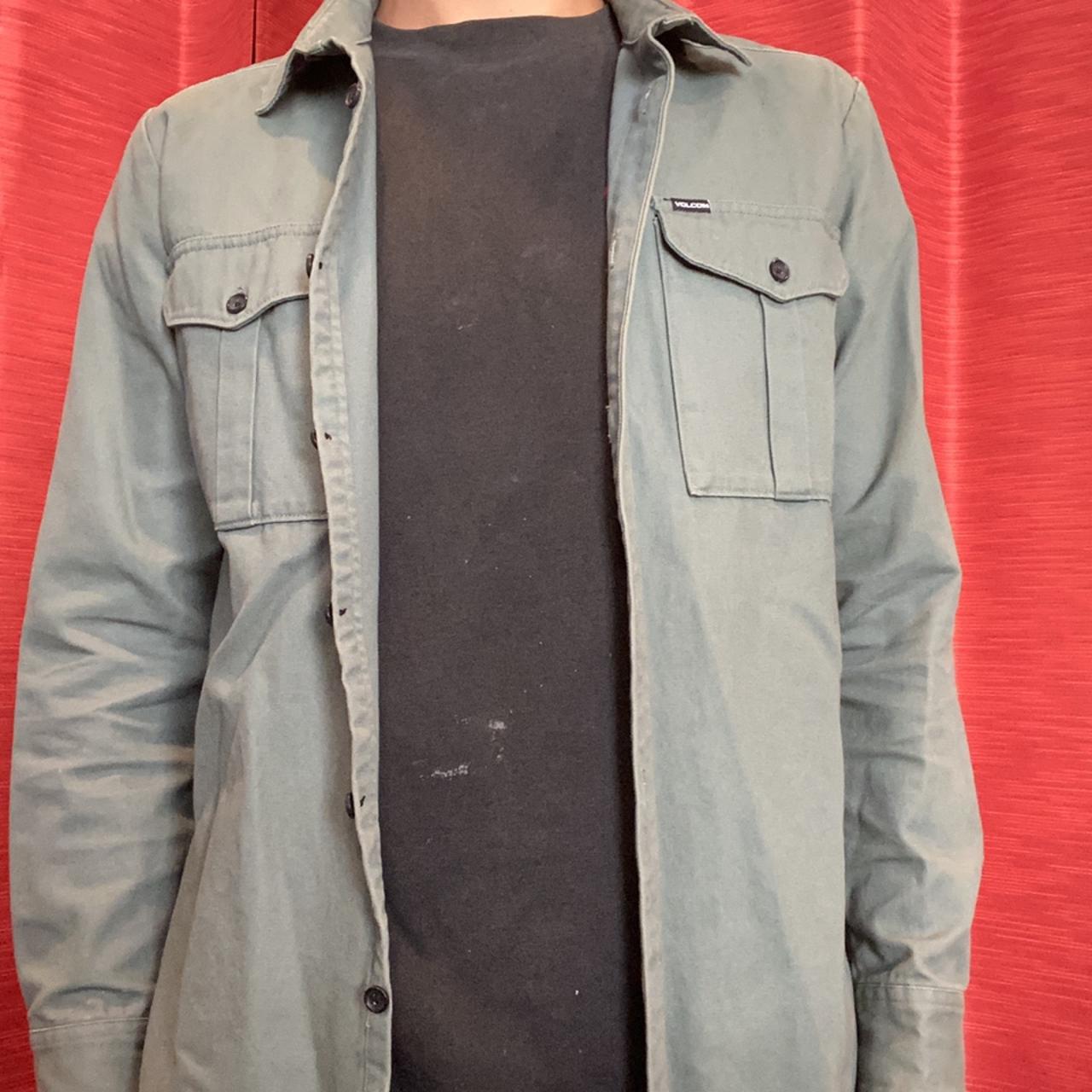 Volcom green long-sleeve button up #volcom #green... - Depop