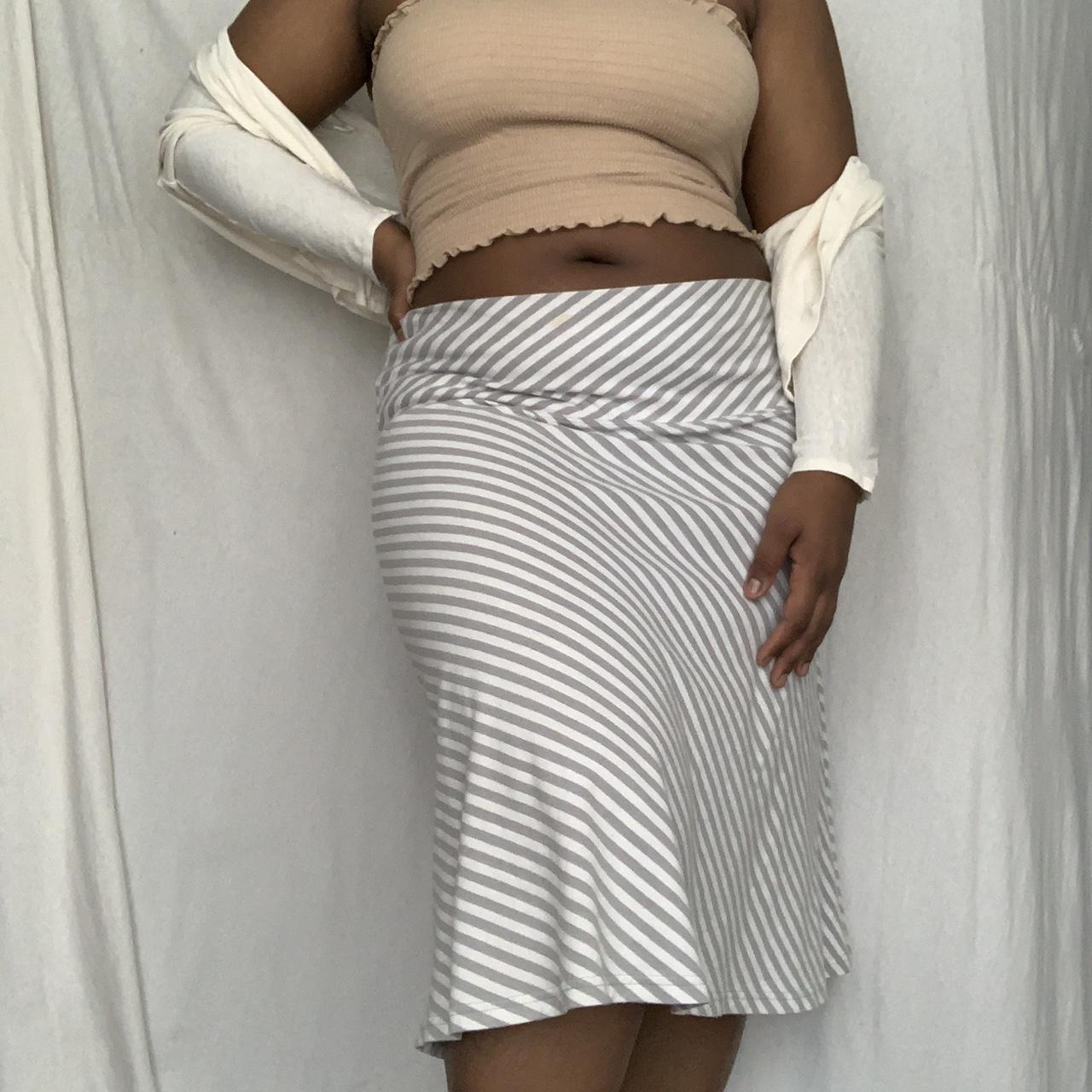 Long stripped skirt adorable light gray and white... - Depop