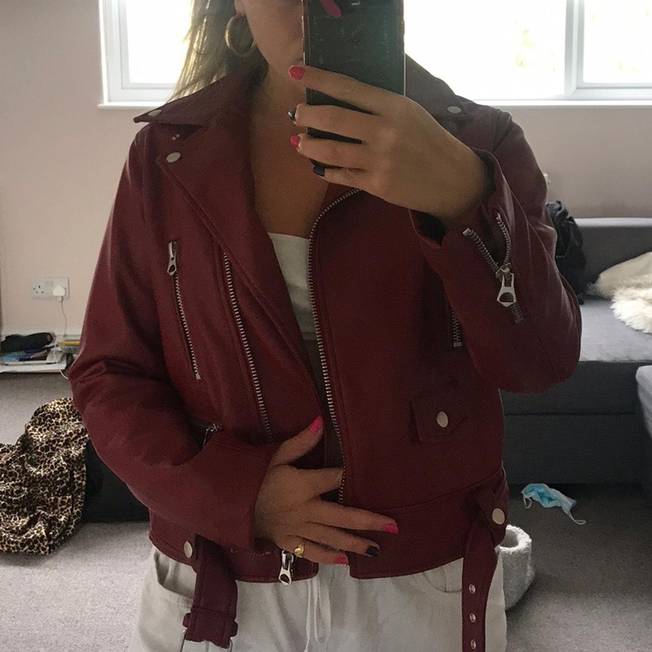 Dark red leather jacket. Pretty much perfect... - Depop