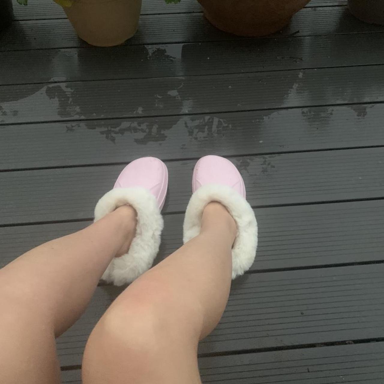 Cutest Light Pink Fluffy **Knock Off** Crocs! Worn... - Depop
