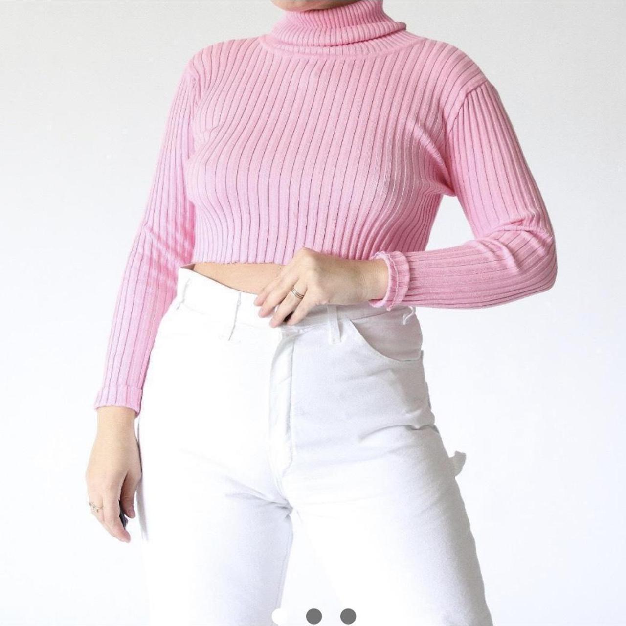 Cropped bubblegum pink turtleneck top, definitely... - Depop