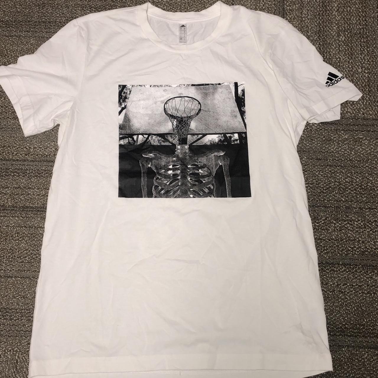 Adidas Skeleton Basketball 🏀 💀 Climalite white tee... - Depop