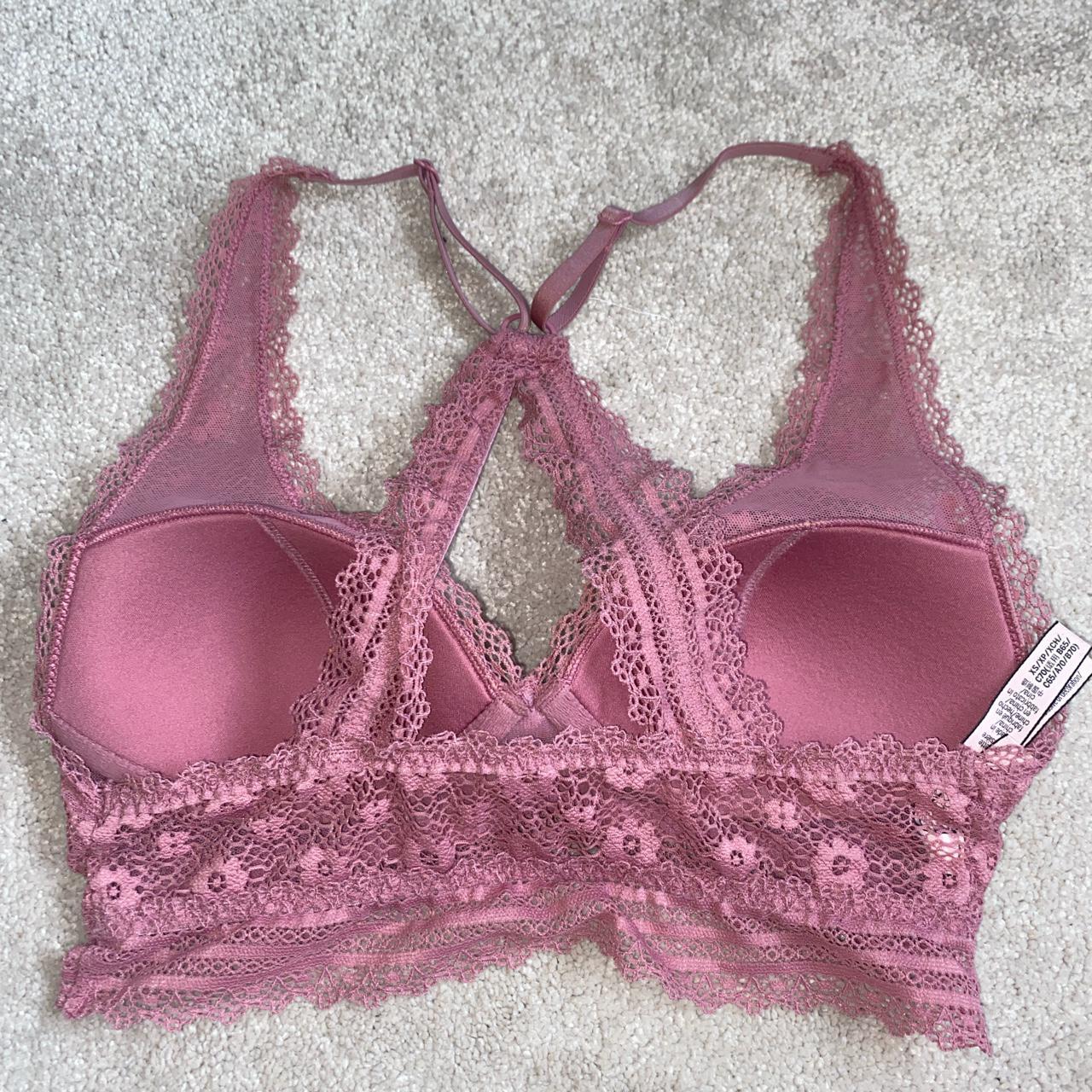 Victorias Secret Pink Lace Bralette Size Xs Only Depop