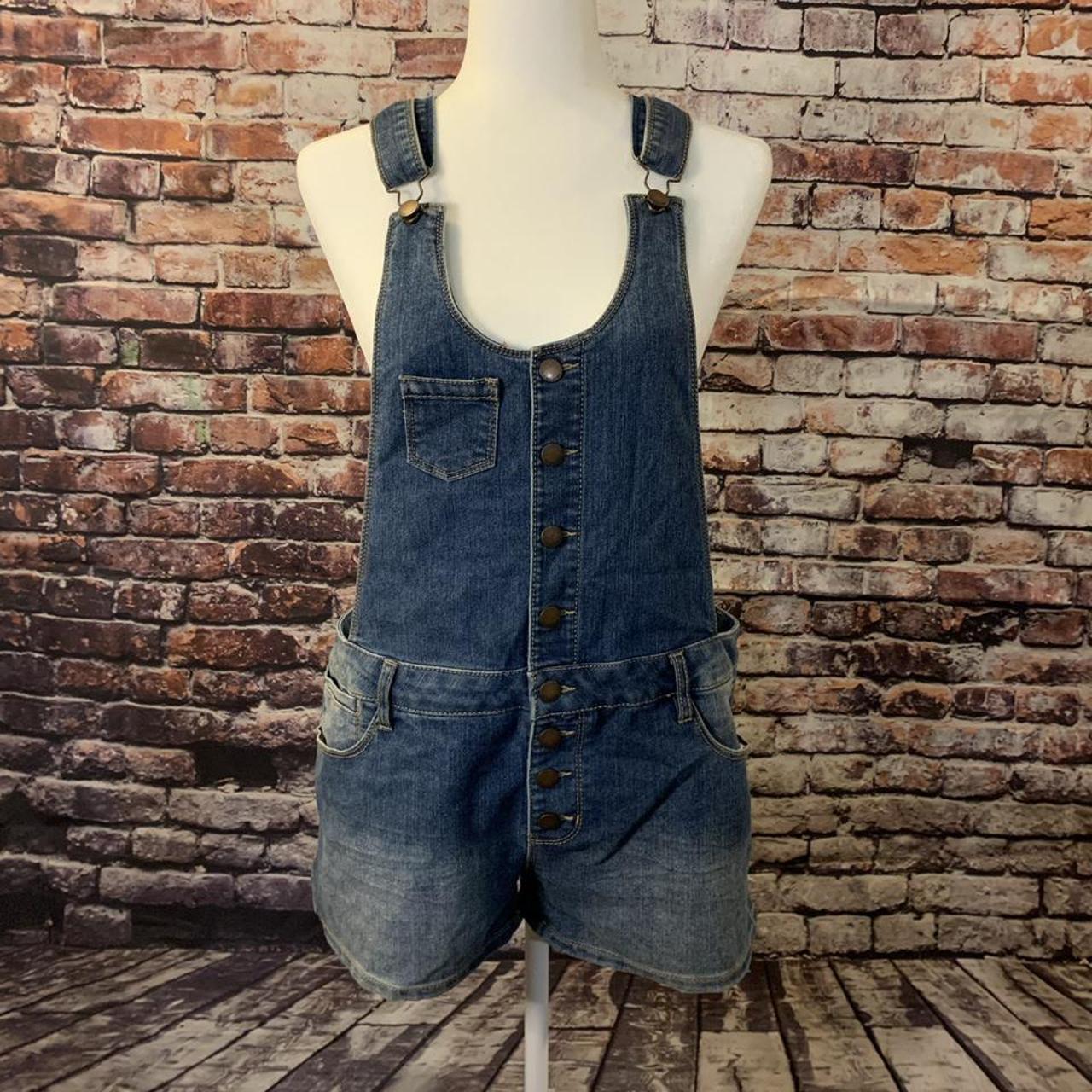 Racer back denim overalls with adjustable straps.... - Depop