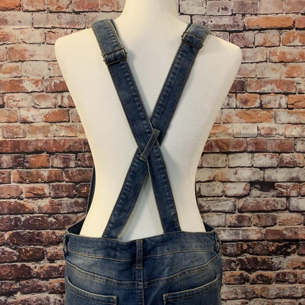 Racer back denim overalls with adjustable straps.... - Depop