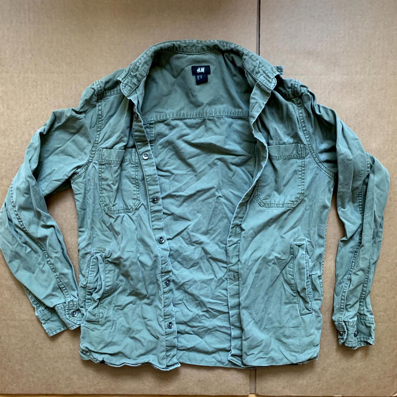 -H&M Army Green Jacket -Has four pockets! -Faded in... - Depop