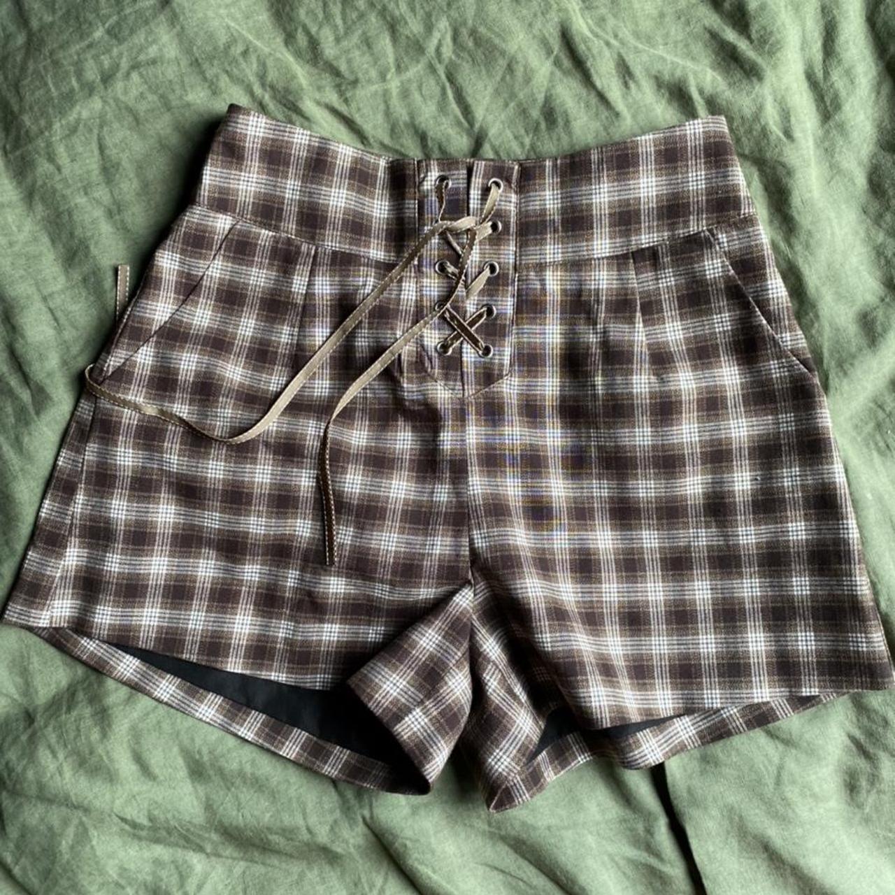 Vintage High Waisted Checkered Shorts Near Perfect Depop