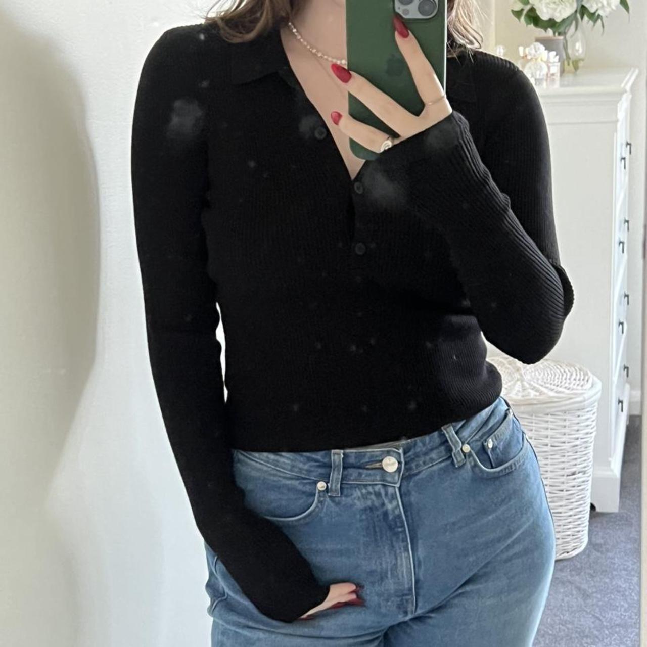 Glassons Black Button Up Top with Collar From... - Depop