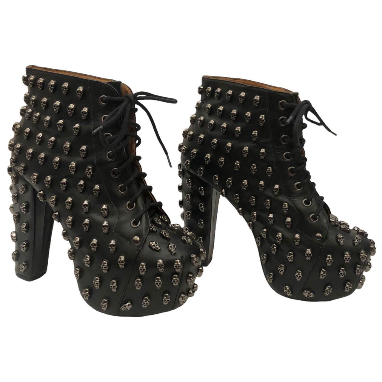 Jeffrey Campbell Lita Skull Studded black leather ... - Depop