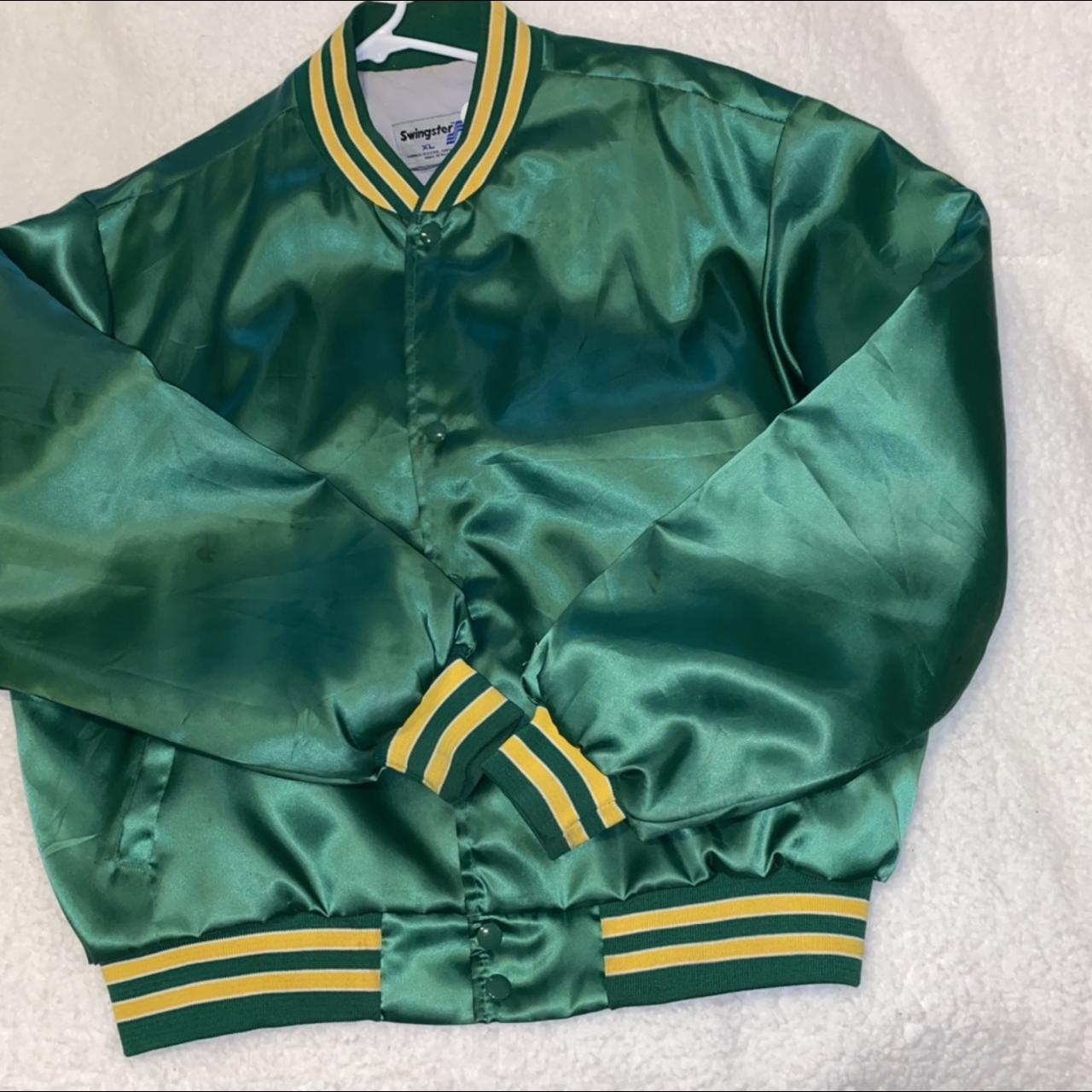 GREEN AND YELLOW STARTER JACKET XL BUT Fits like... - Depop