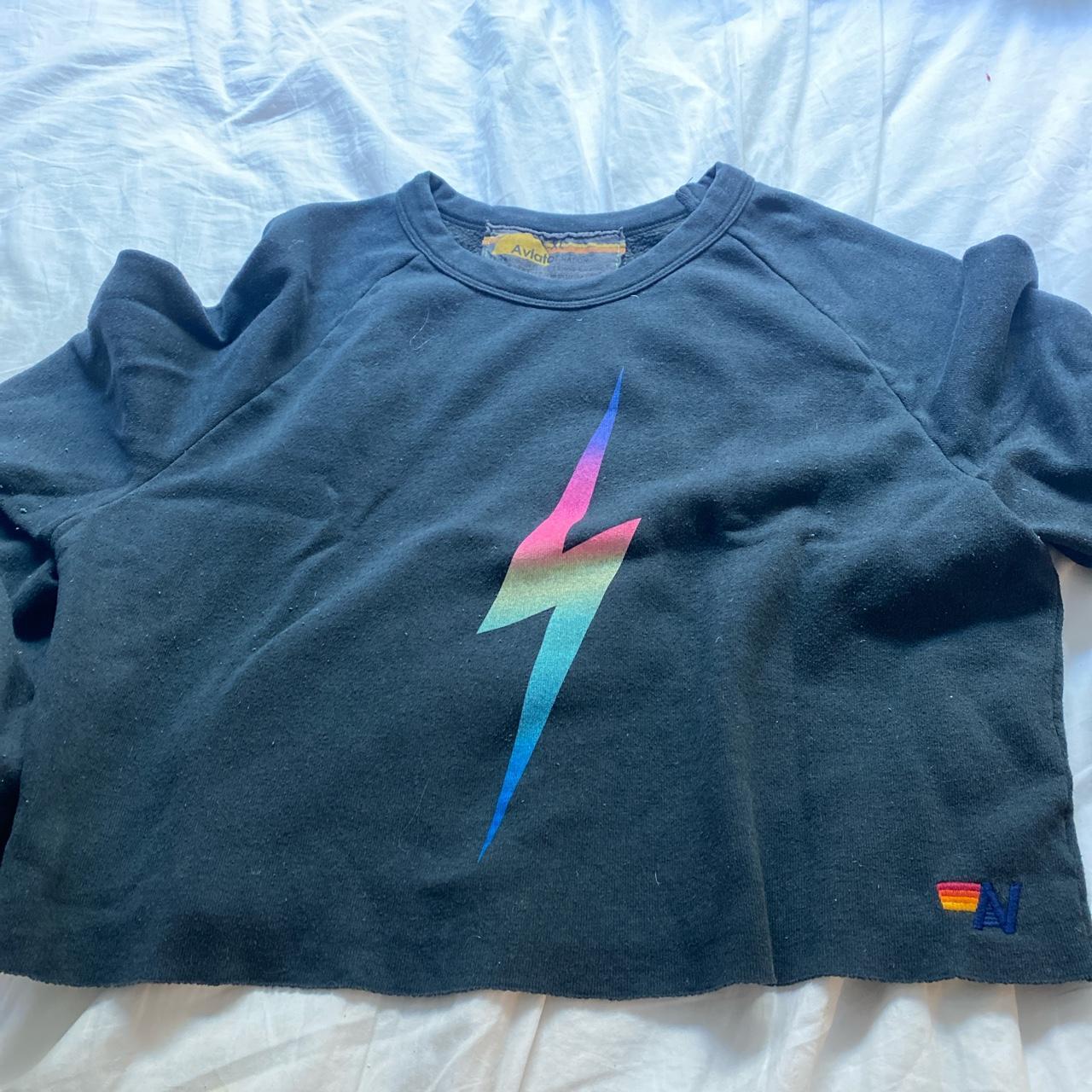 preppy gray aviator nation XL cropped sweatshirt kids - Depop