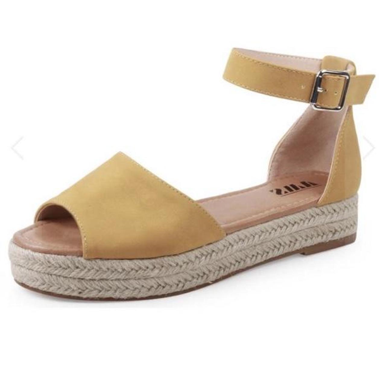 A brand new mustard colored platform sandals - Depop