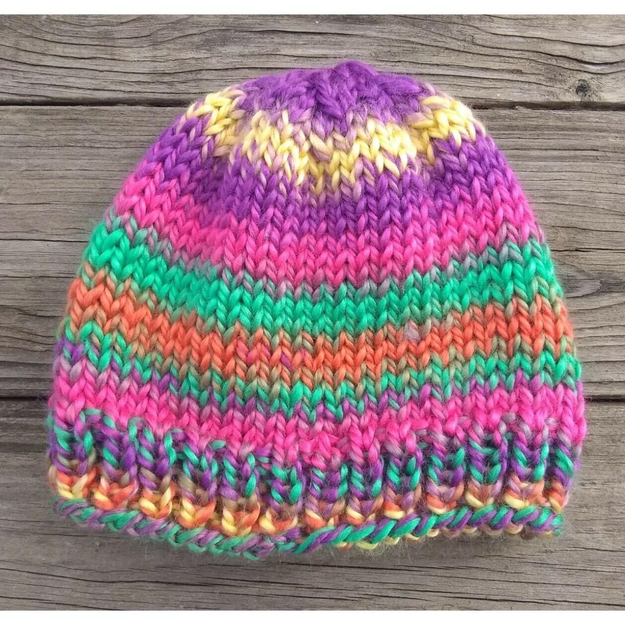 Women's Beanie Hat Cap Hand Knit Slouch Quilt Pink... - Depop