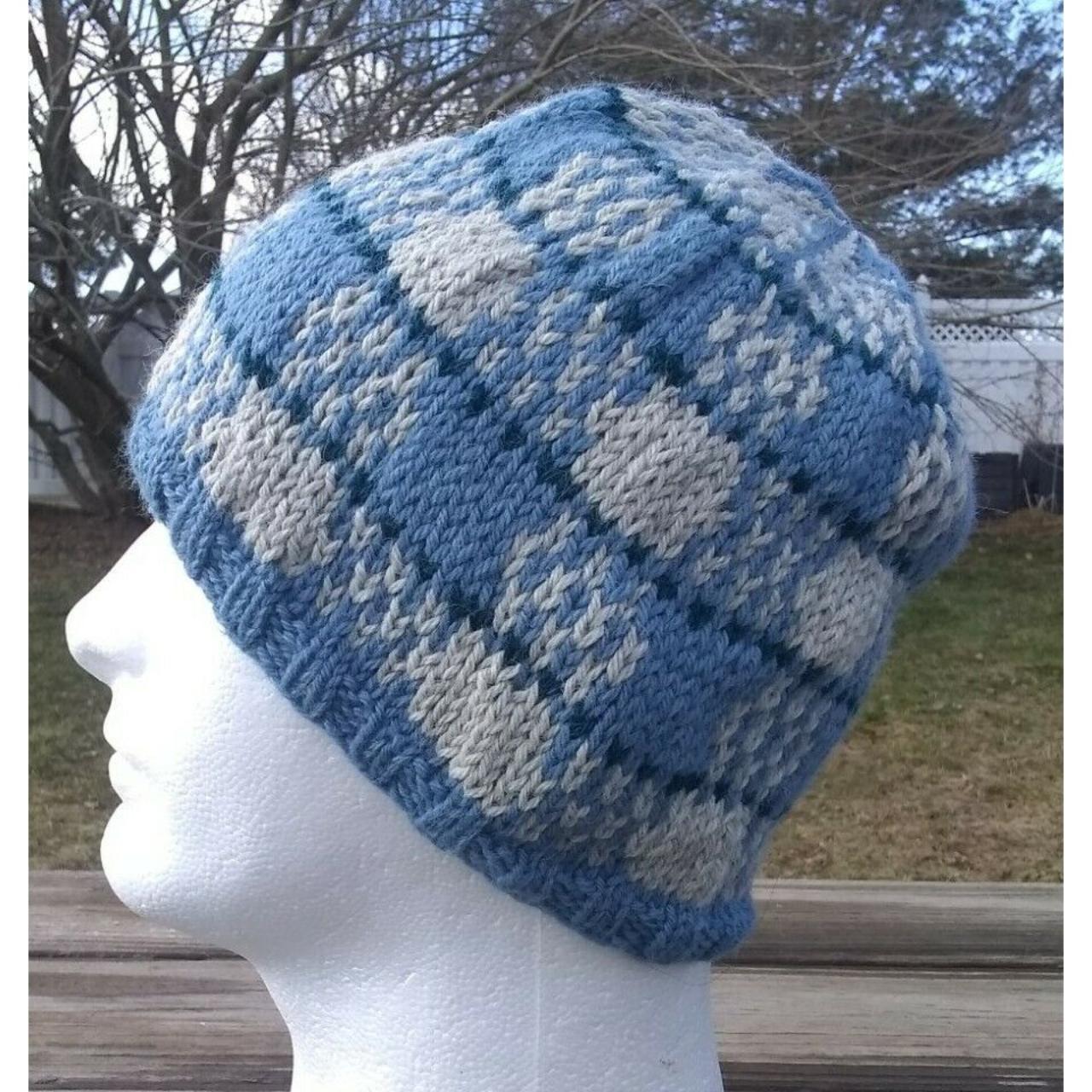 Mens Checkers Fair Isle Beanie Hat Viking Hand Knit... - Depop