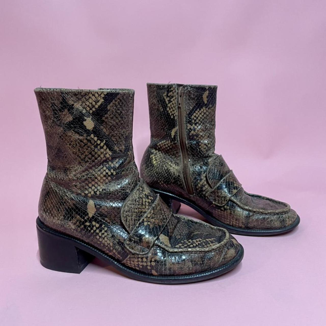 Faux snakeskin penny loafer boots by Office UK. ... - Depop