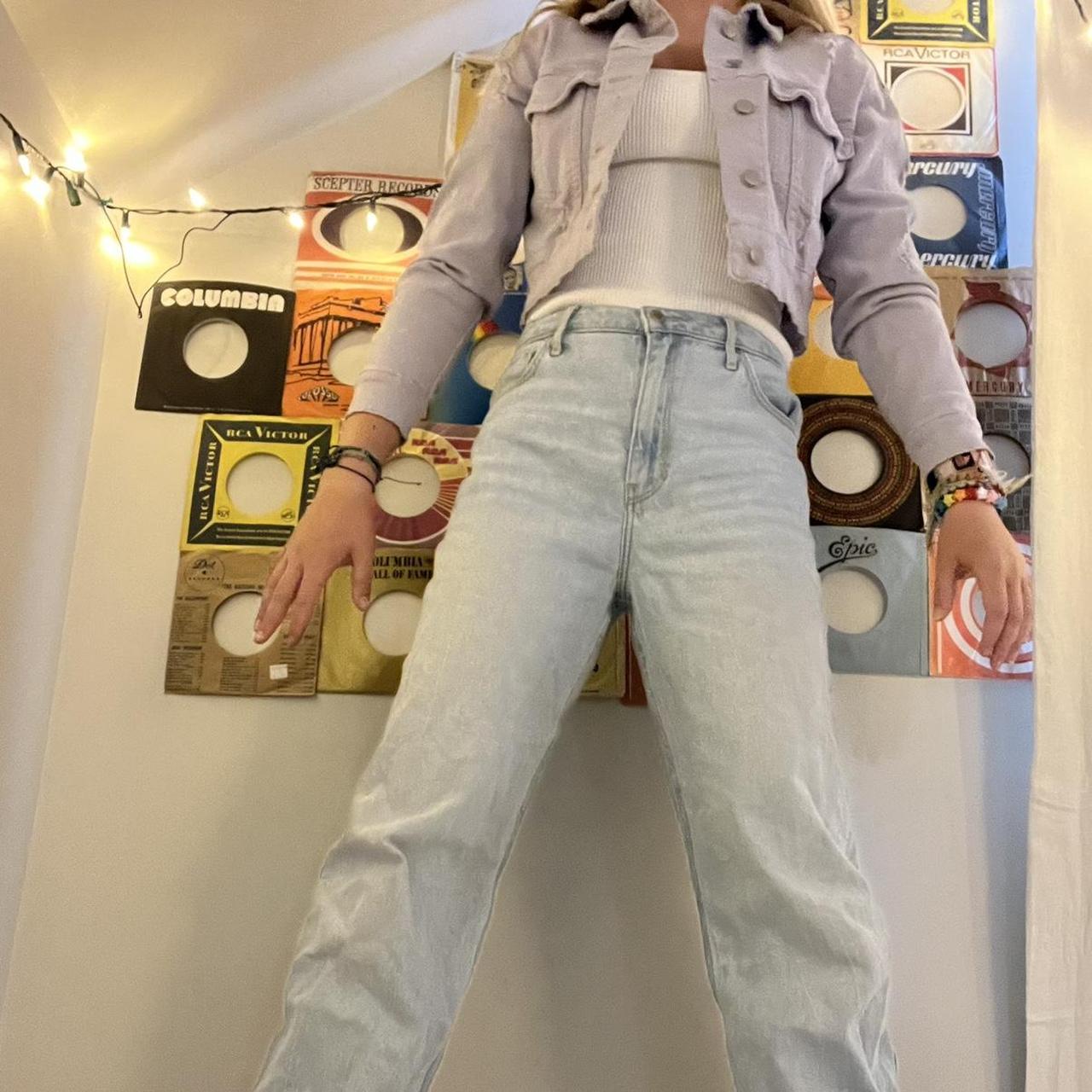 PURPLE JEAN JACKET this jacket is cropped. perfect... - Depop