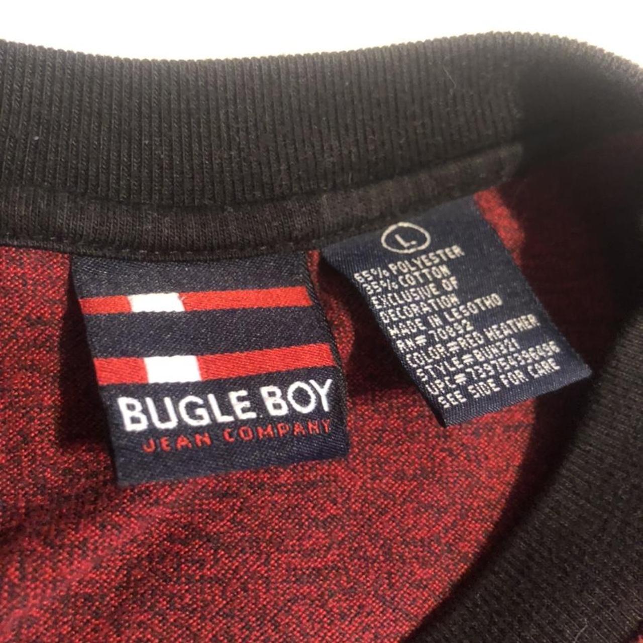 vintage 90s bugle boy ringer sweater / red with... - Depop