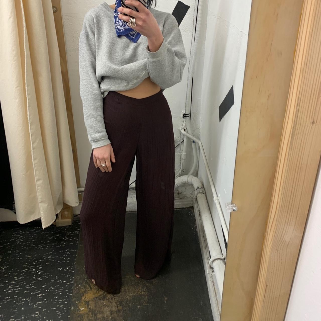 MTWTFSS Weekday trousers - dark maroon Plisse - 88%... - Depop