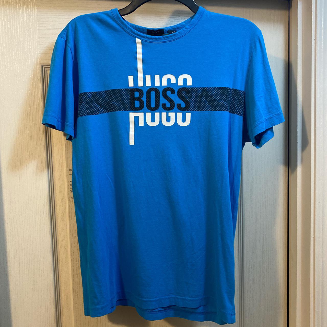 Hugo Boss Men's Blue T-shirt | Depop