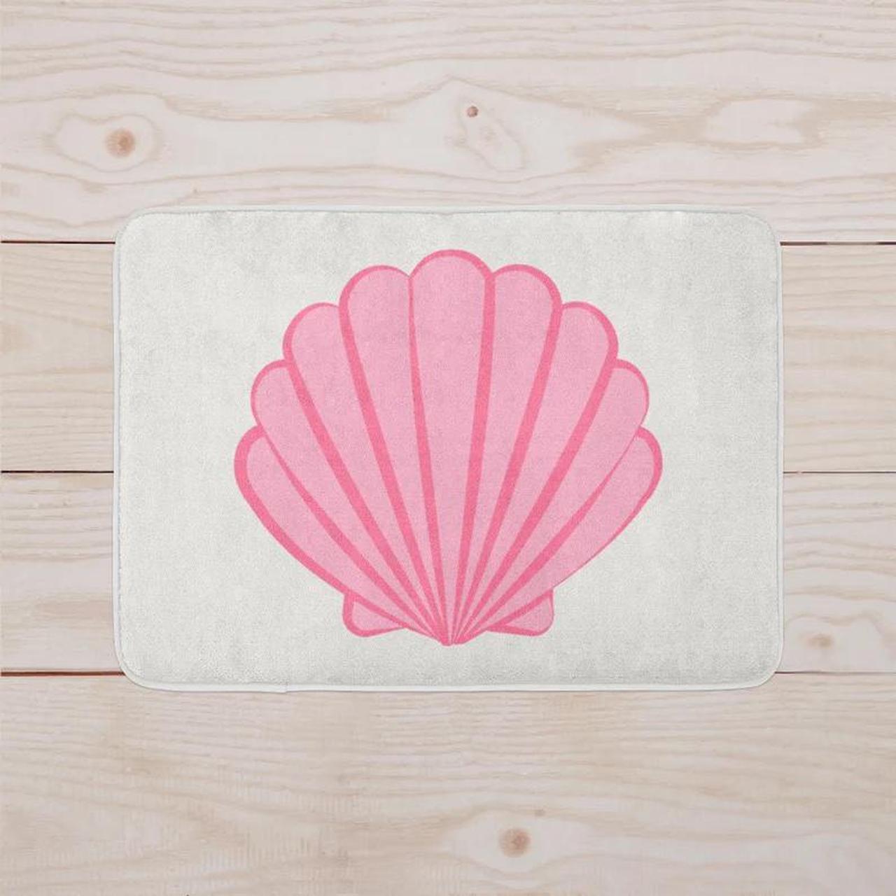 super cute pink seashell mat with cream background... - Depop