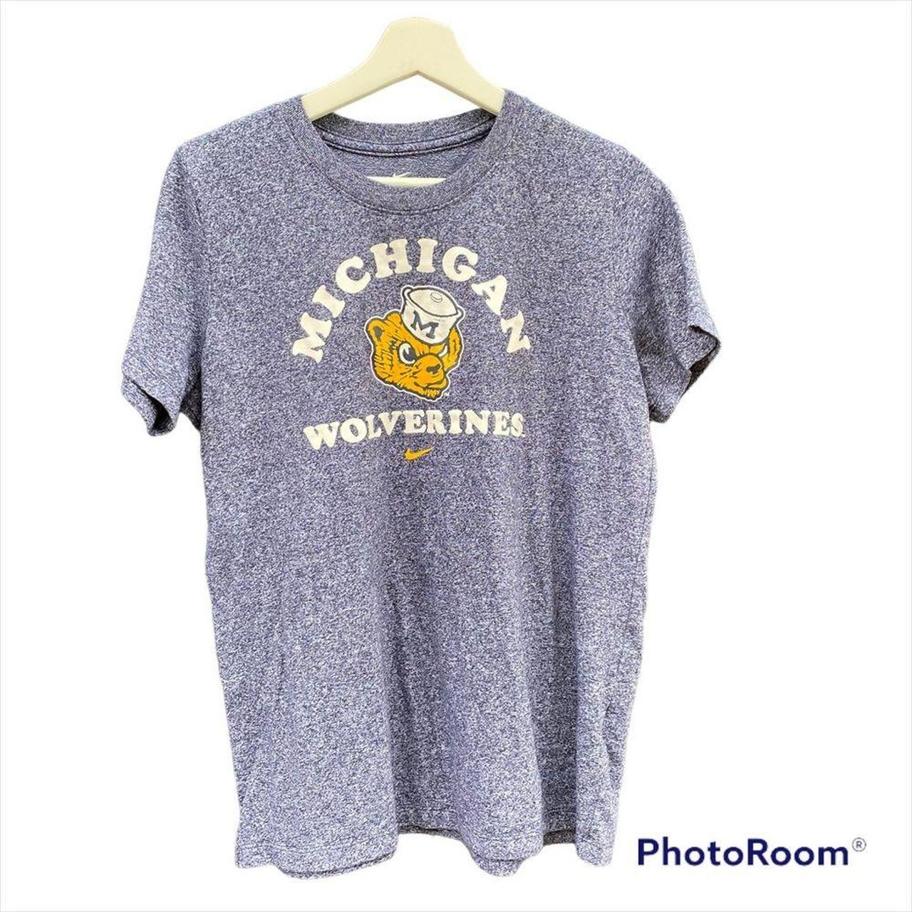 Nike Michigan Wolverines t shirt in heathered blue... - Depop Nike Michigan Wolverines t shirt in heathered blue... - Depop