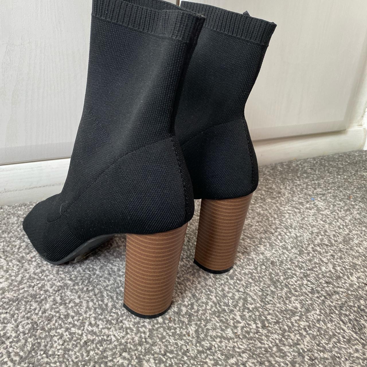 Peep toe sock ankle boots, look great on! Heel... - Depop