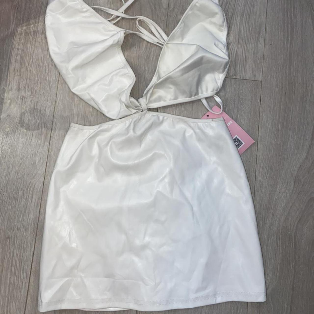 White PU dress - Depop