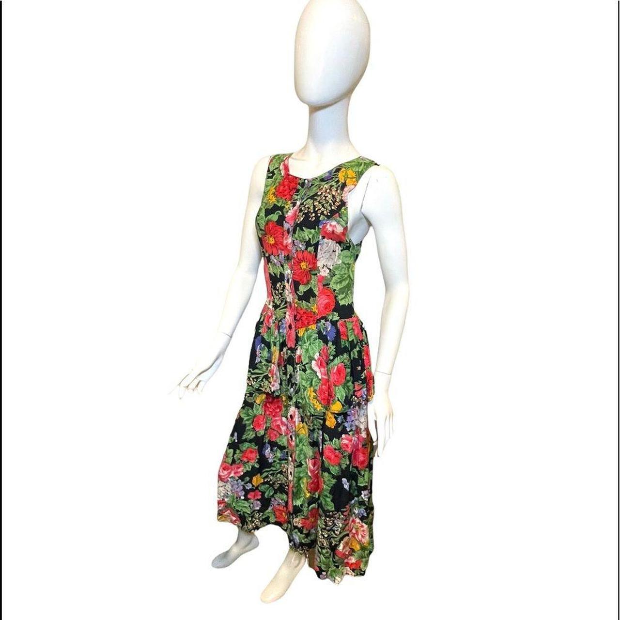 Vintage 1980s Cottage Core Floral Drop Waist Dress... - Depop