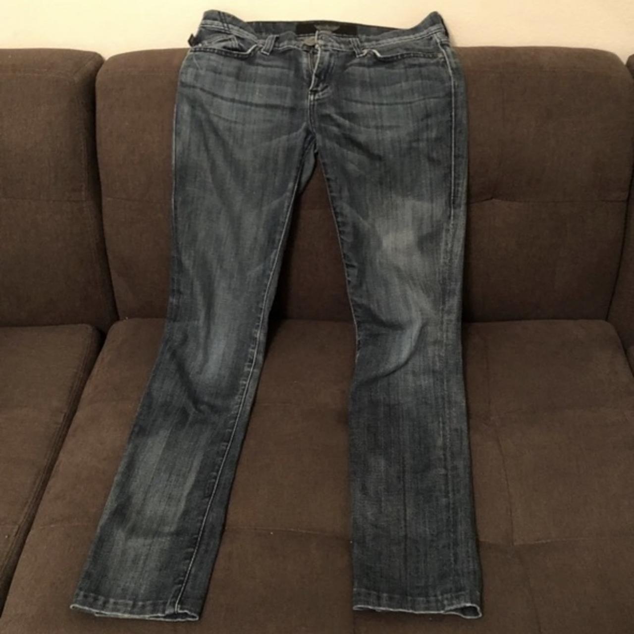 These black R&R print jeans are well worn and are... - Depop