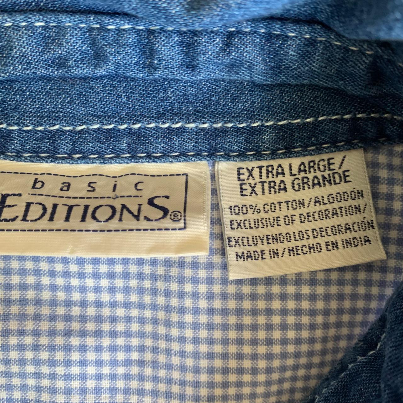 Basic Editions Women's Blue and White Shirt | Depop