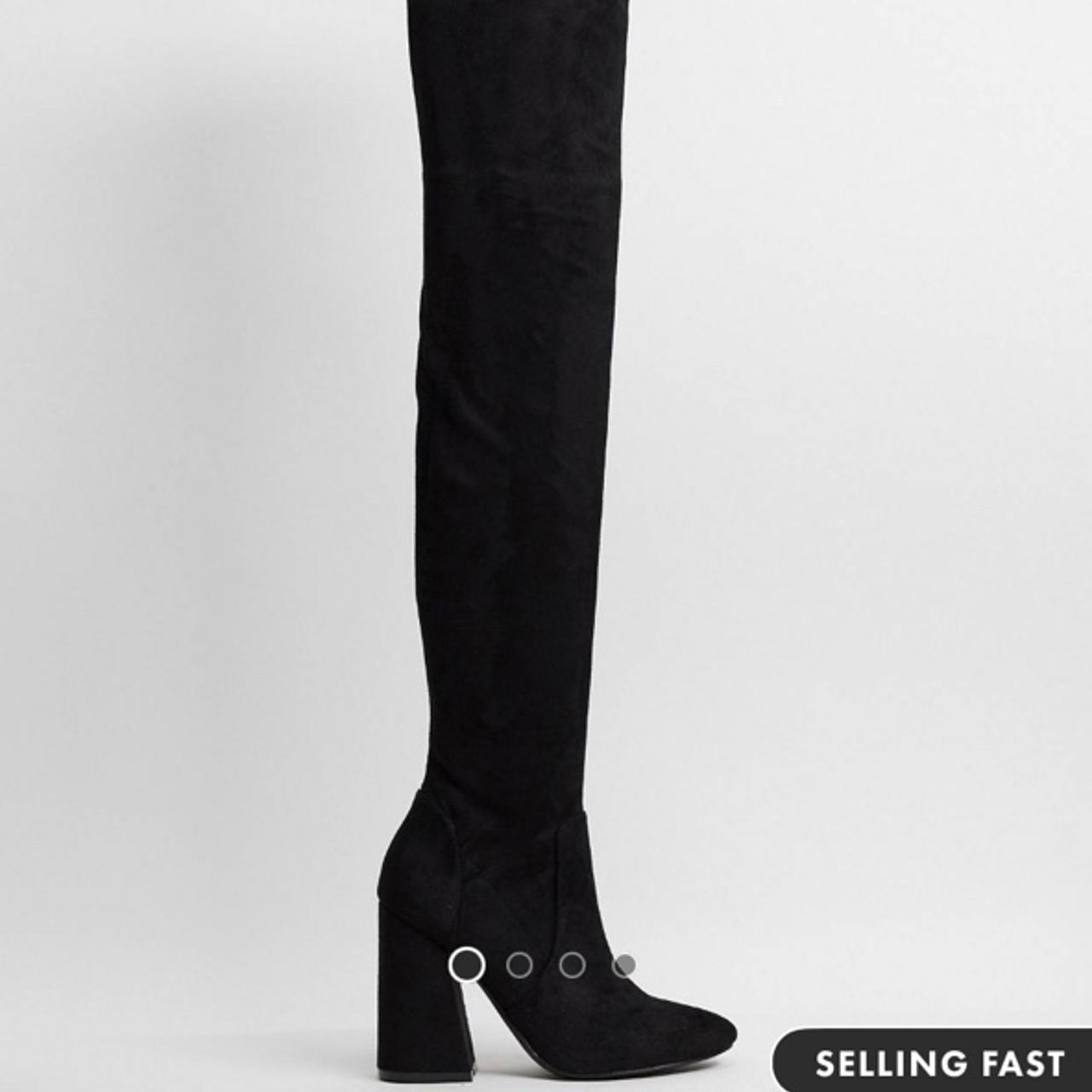 ASOS Over-The-Knee High wide leg black boots!... - Depop