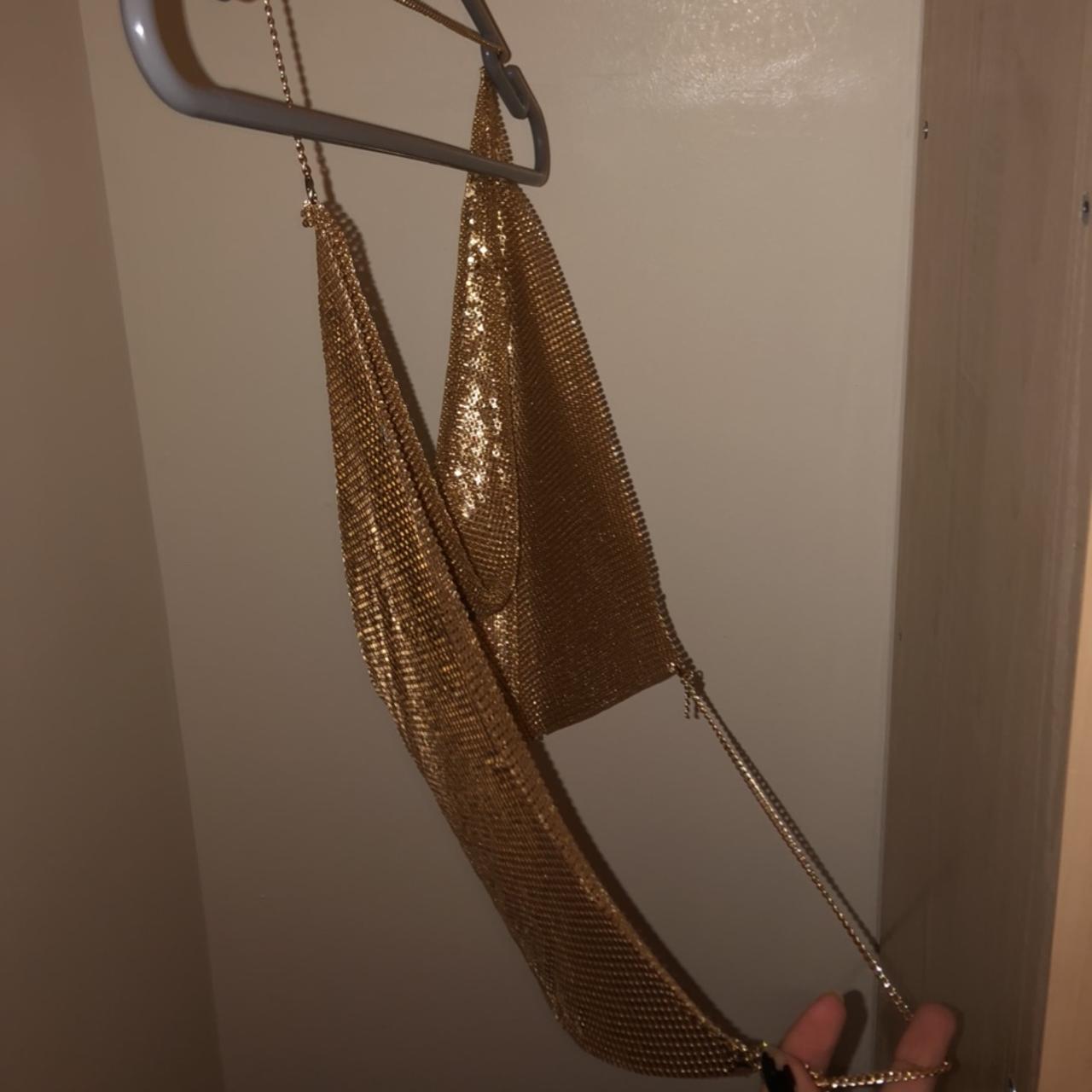 Gold chainmail top, backless with cowl neck Fits... - Depop