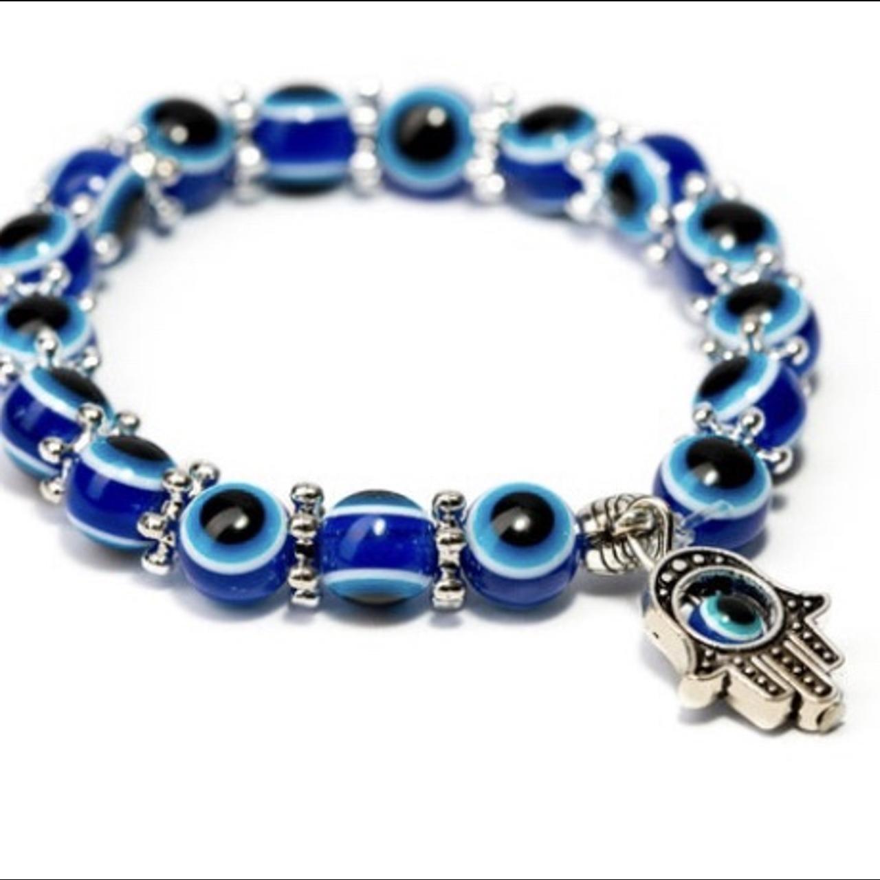 Protection Hamsa Evil Eye Bracelet with Hand Of Fatima - Depop