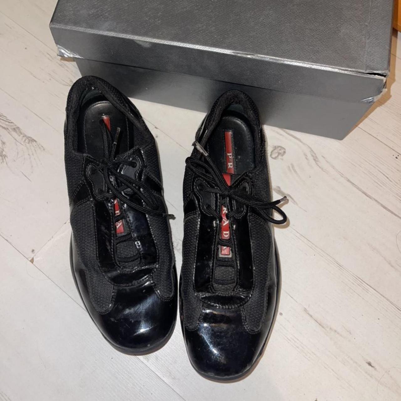 Black Prada America cup sneakers/ trainers Patent... - Depop