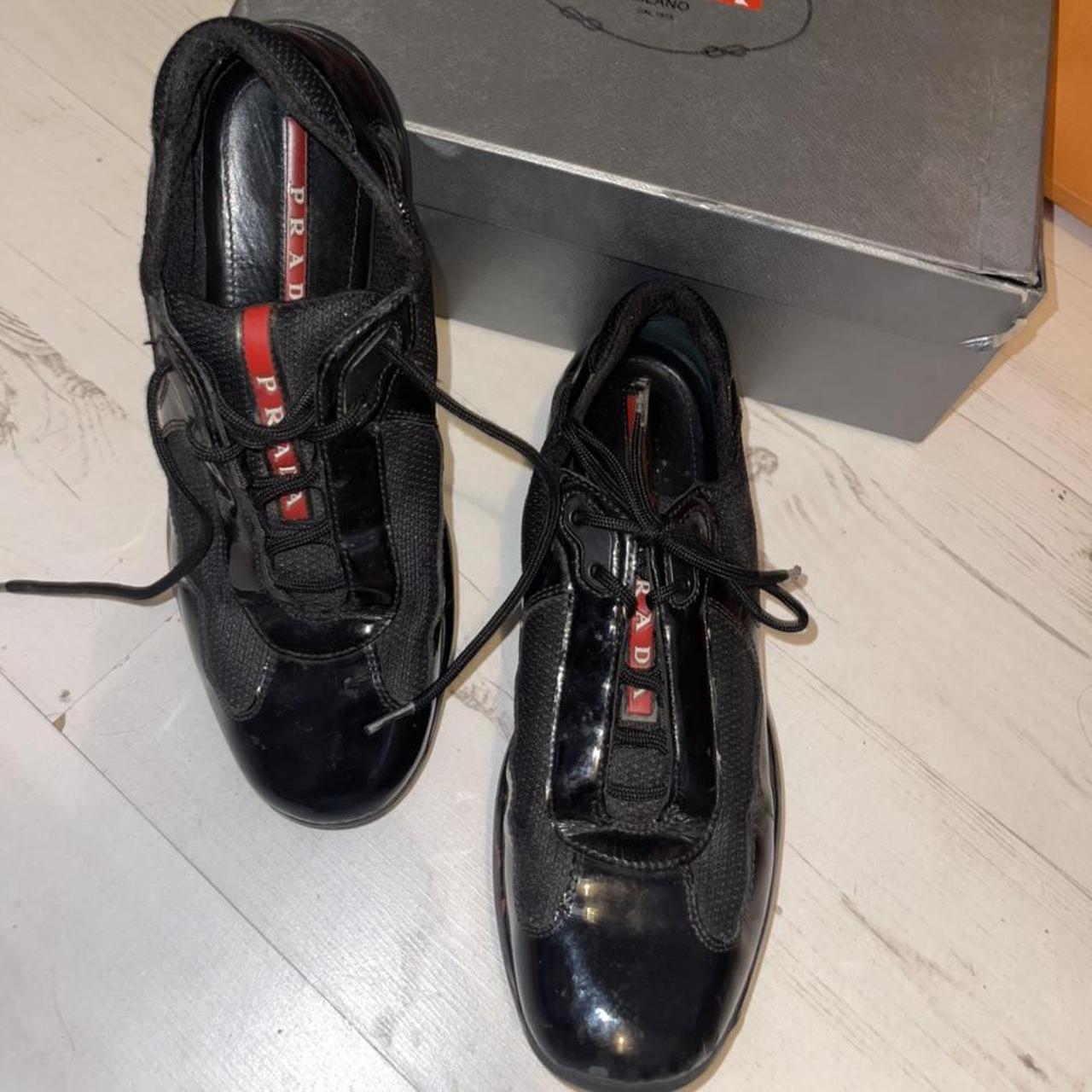 Black Prada America cup sneakers/ trainers Patent... - Depop