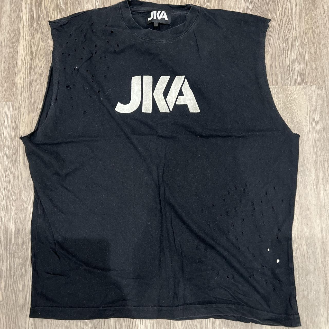 JKA attire black ripped vest, Size large - Depop