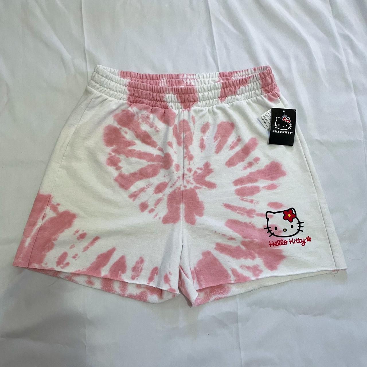 BNWT Hello Kitty shorts 🎀 Pink and white spiral tie... - Depop