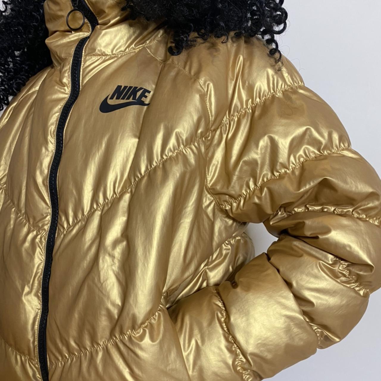 Gold Nike puffer jacket Size small - Depop