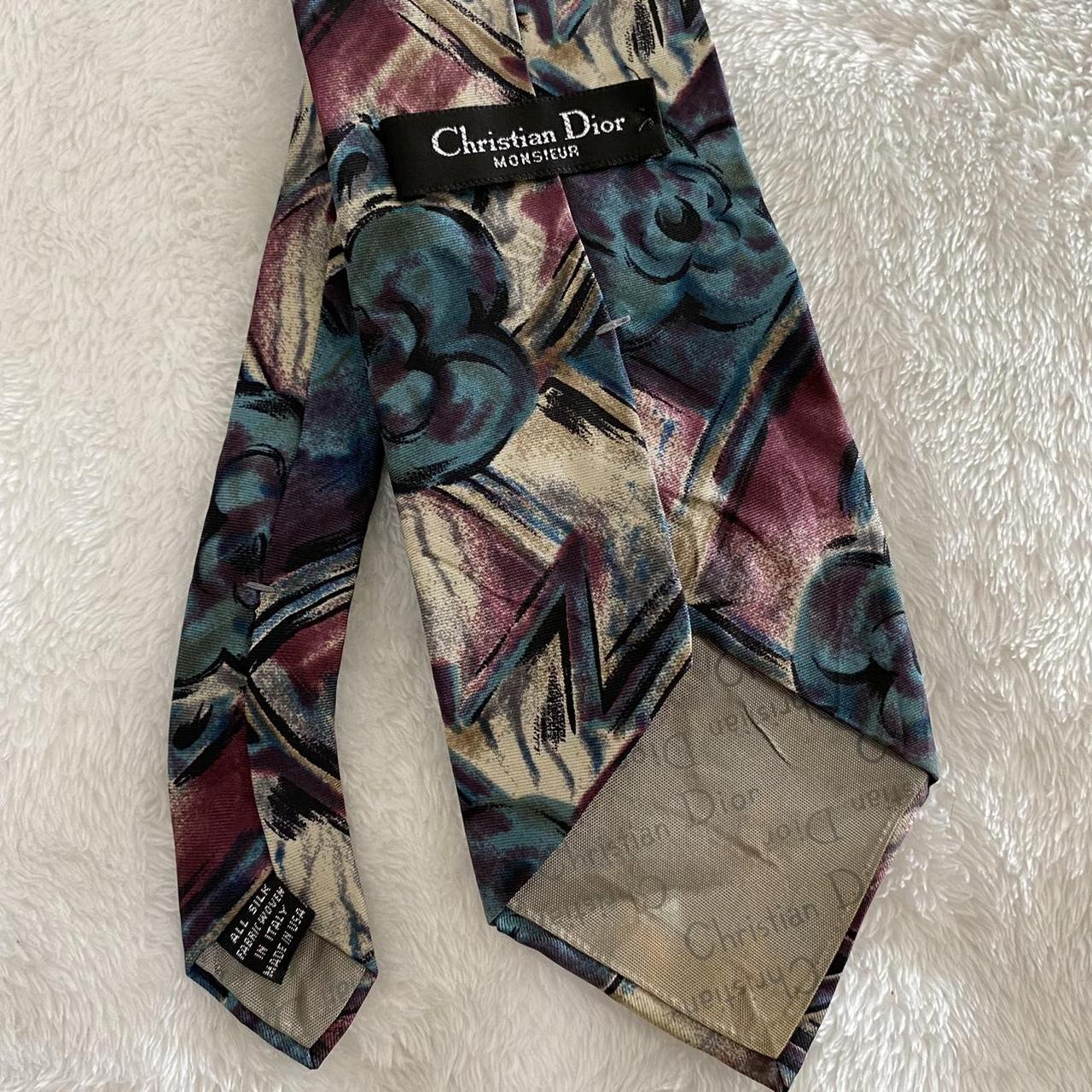 Vintage Christian Dior Tie with 80s-90s print 100%... - Depop