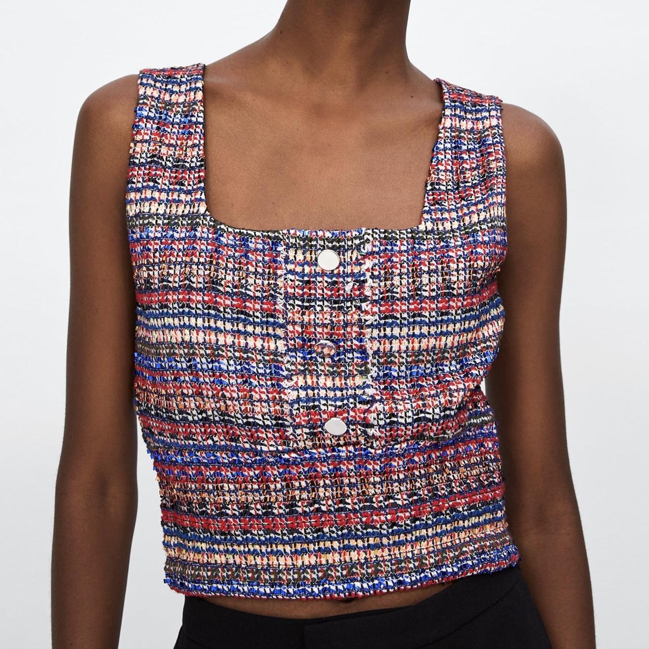 Zara metallic thread textured sleeveless top, size... - Depop