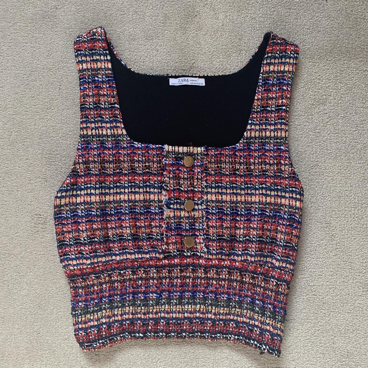 Zara metallic thread textured sleeveless top, size... - Depop