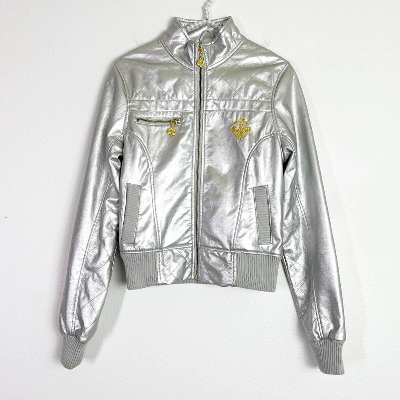 Y2K House Of Dereon by Beyoncé silver metallic zip... - Depop