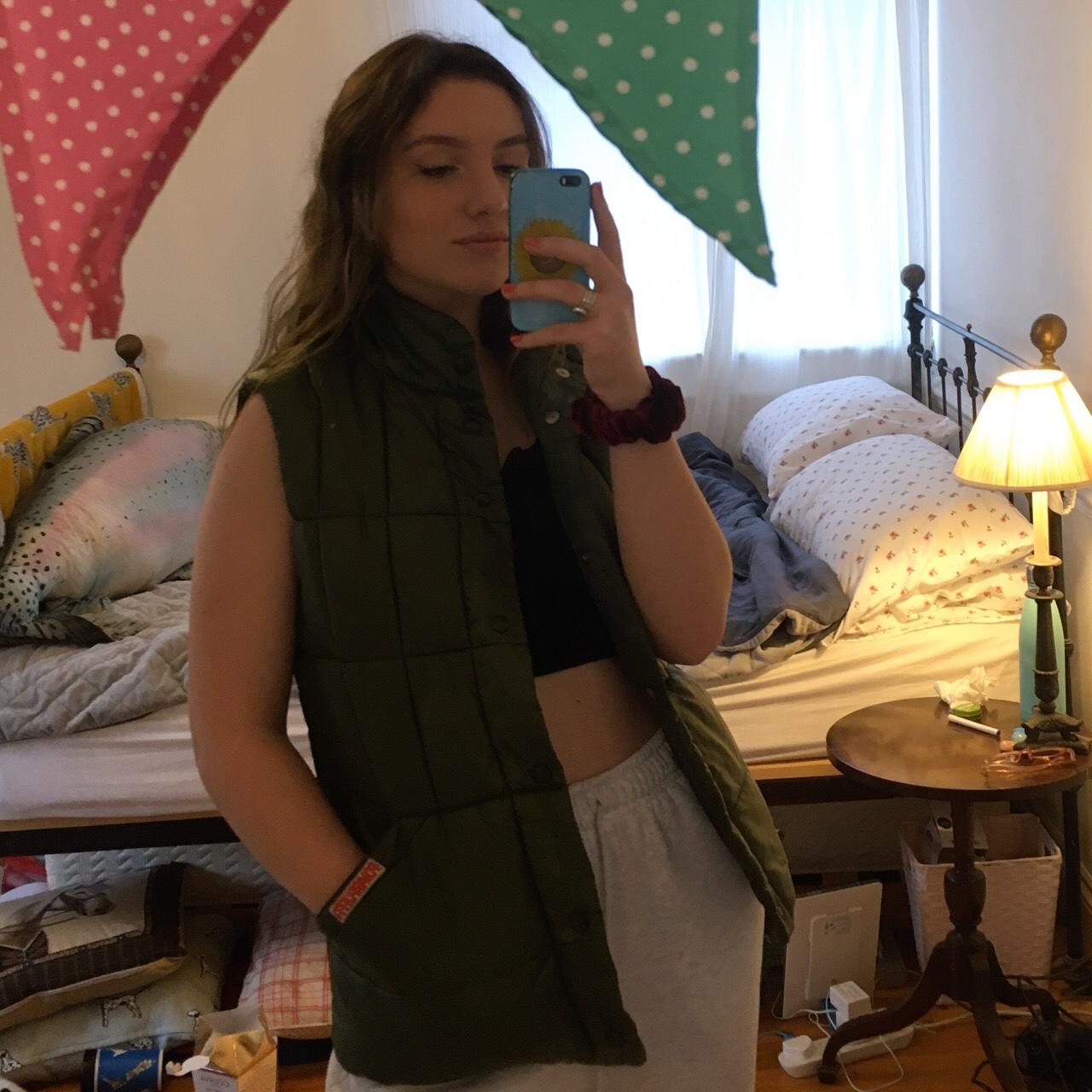 Super cute vintage 80s olive green POLARPUFFA gilet... - Depop