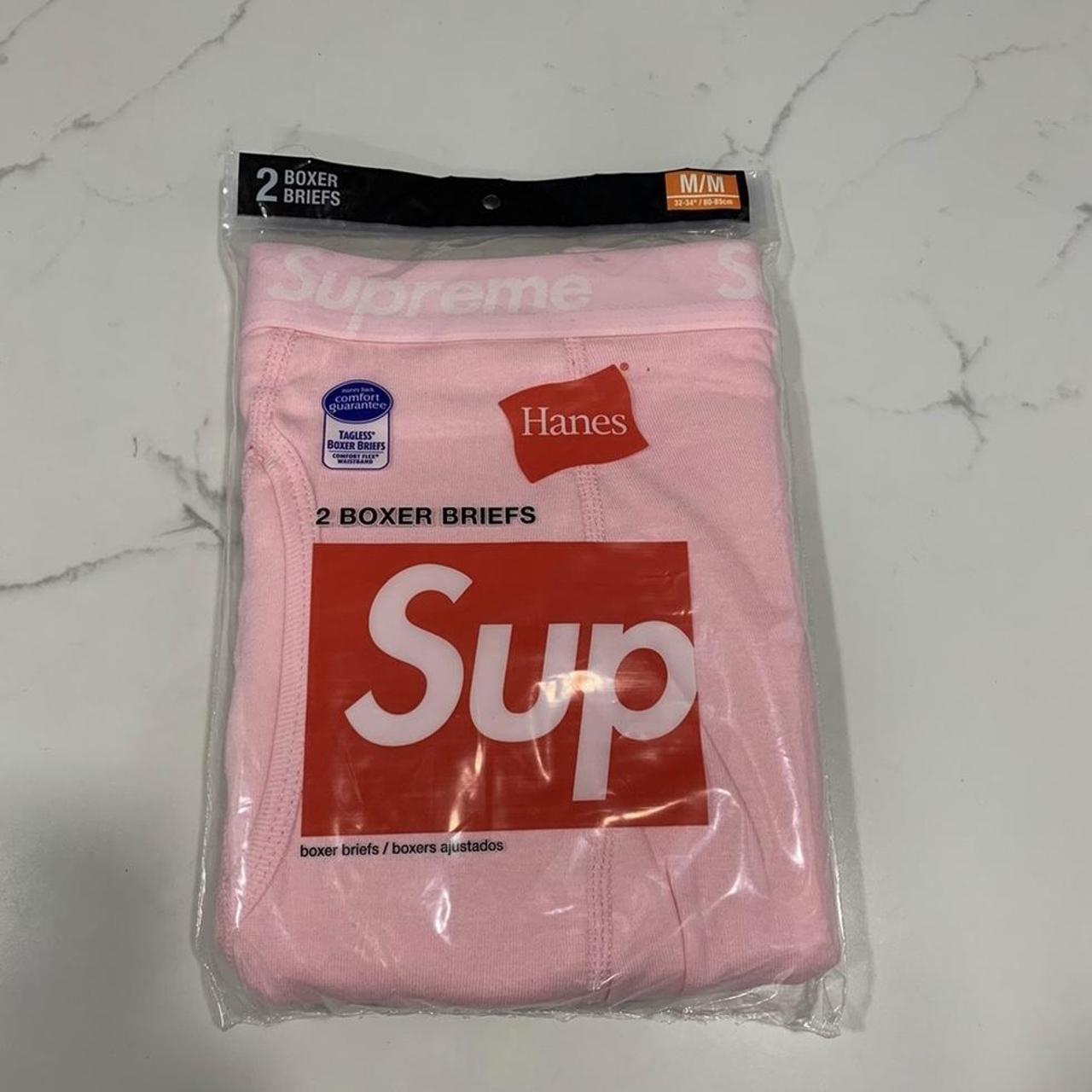 Supreme Hanes pink boxers Size medium 2 pairs per... - Depop