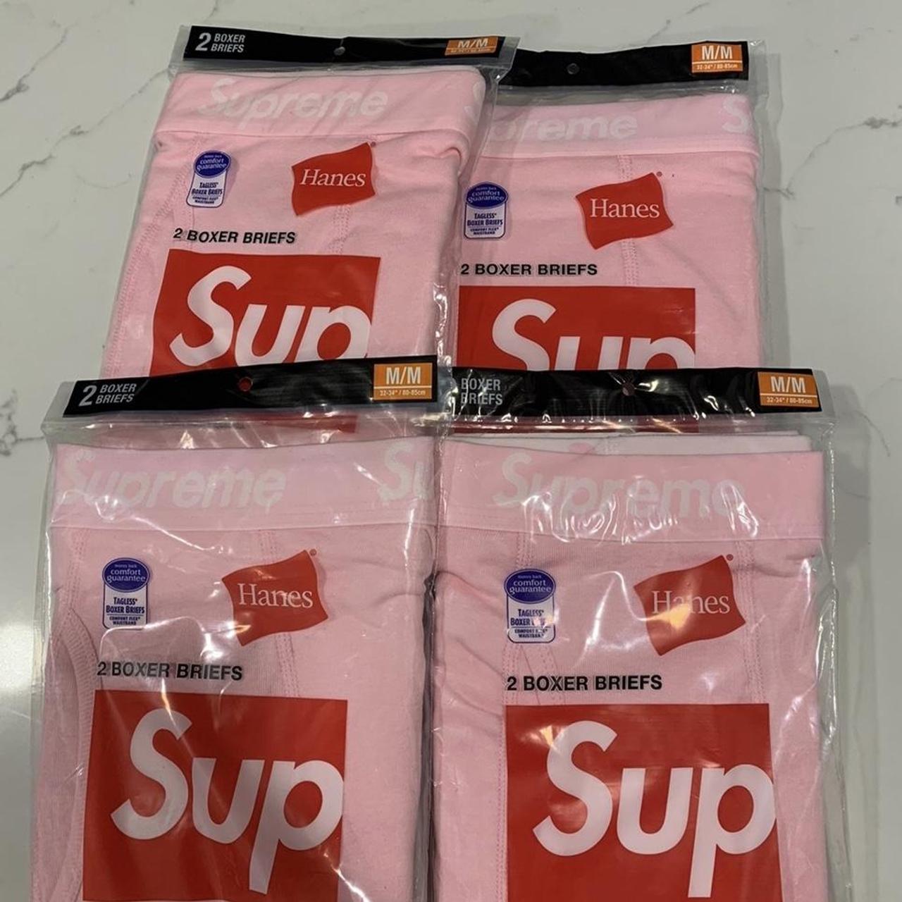 Supreme Hanes pink boxers Size medium 2 pairs per... - Depop