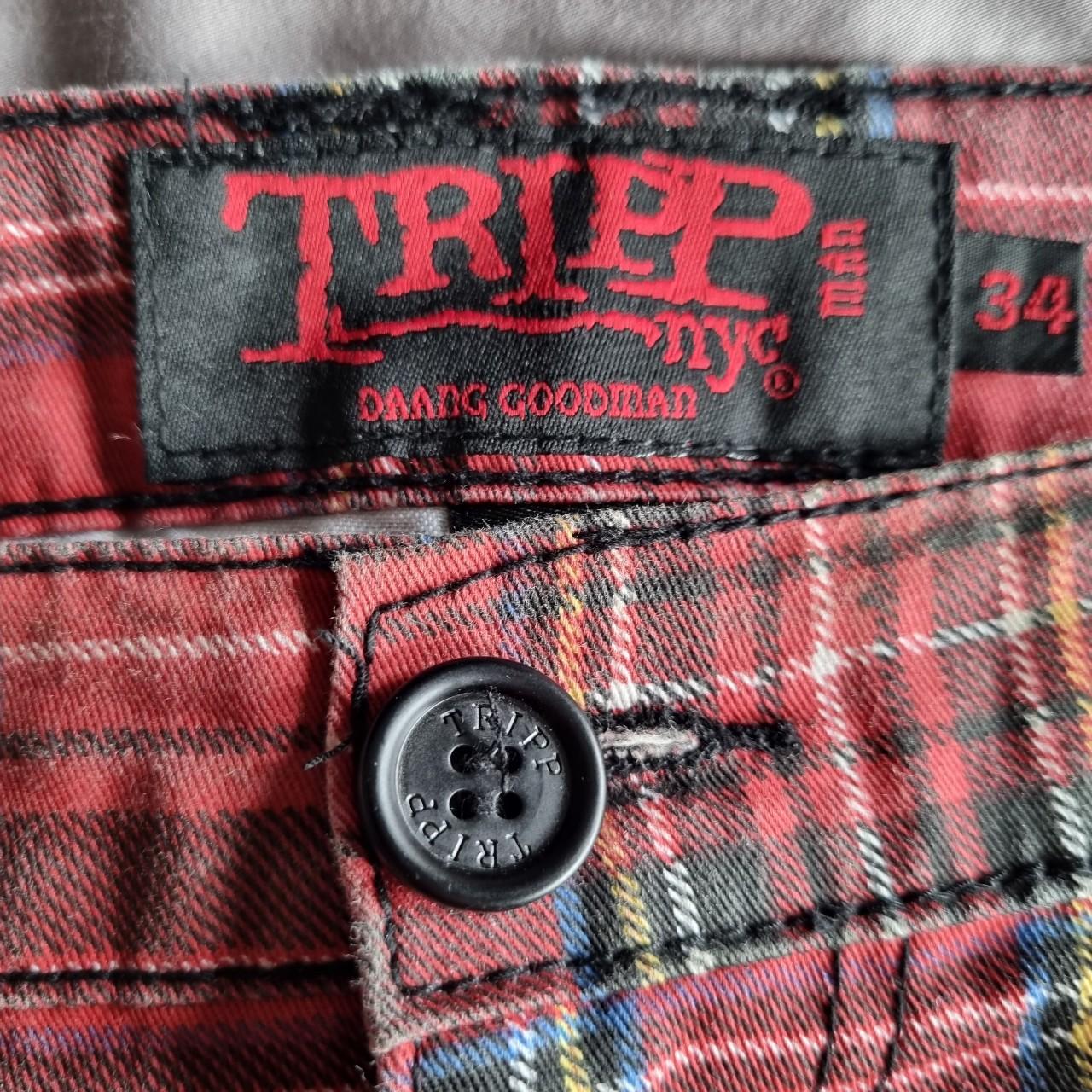 Tripp NYC punk goth tartan bondage shorts, size 34"... - Depop
