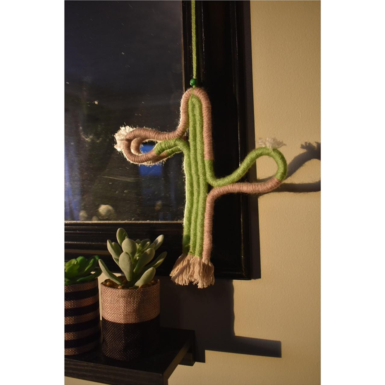 Macrame Cactus Handmade Macrame Cactus Wall Hanging... - Depop